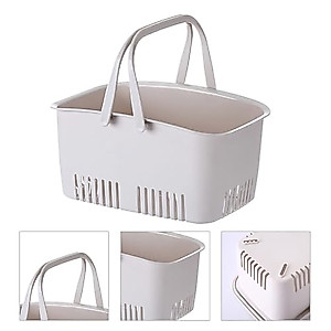 Plastic Storage Basket with Handle, Portable Storage Tote Holder Shower Caddy Tote Organizer for Bathroom Kitchen Office Dorm