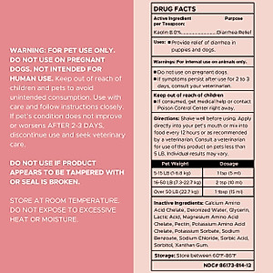 Chew + Heal Labs Anti Diarrhea for Dogs - 2 oz. of Stop The Diarrhea Liquid Supplement with Kaolin - for Diarrhea and Upset Stomach Relief - Made in The USA