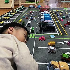 Kids Rug, City Road Traffic System Playmat Rugs - 5x7 Ft Kids Carpet with Rubber Backing,Street Play Mat Great for Playing with Cars for Bedroom Playroom - Non-Slip Have Fun Safe Nursery Rug