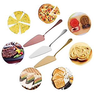 Ymeibe Stainless Steel Cake Server Pack of 10 Pie Holder Transfer Triangular Spade Spatula Serrated Edge for Pizza Cake Baking Safe in Dishwasher (Silver)