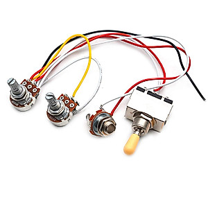 SAPHUE Guitar Wiring Harness Set Prewired 500K Pots 3 Way Toggle Switch Wiring Harness Kit with 6.35 Output for Electric Guitar