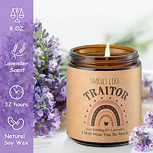 WATINC Jar Candles Gifts for Coworker Lavender Scented Candle Funny Retirement Leaving Gift from Coworkers 32H Burning 10oz Natural Soy Wax Stress Relief Aromatherapy Going Away Candle for Women Men