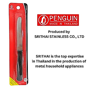 Rounded Tip Knife/Safety Blunt Knives/Cutlery for Cutting Slicing Fruit and Vegetable / 4.5 inches Smooth Sharp blade/Slice and Cut Kitchen Tools (Rounded Tip Penquin Brand)