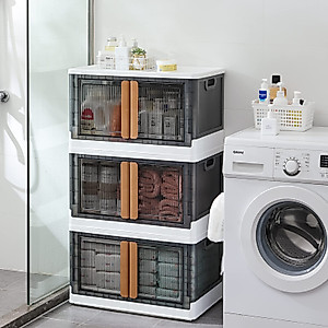 UrbanX Collapsible Storage Cabinet- Versatile and Easy to Assemble Storage Solution for Home and Office- Storage Bins With Lids/Plastic Storage/Stackable- 19 Gal Folding Storage Box- White- 2 pieces