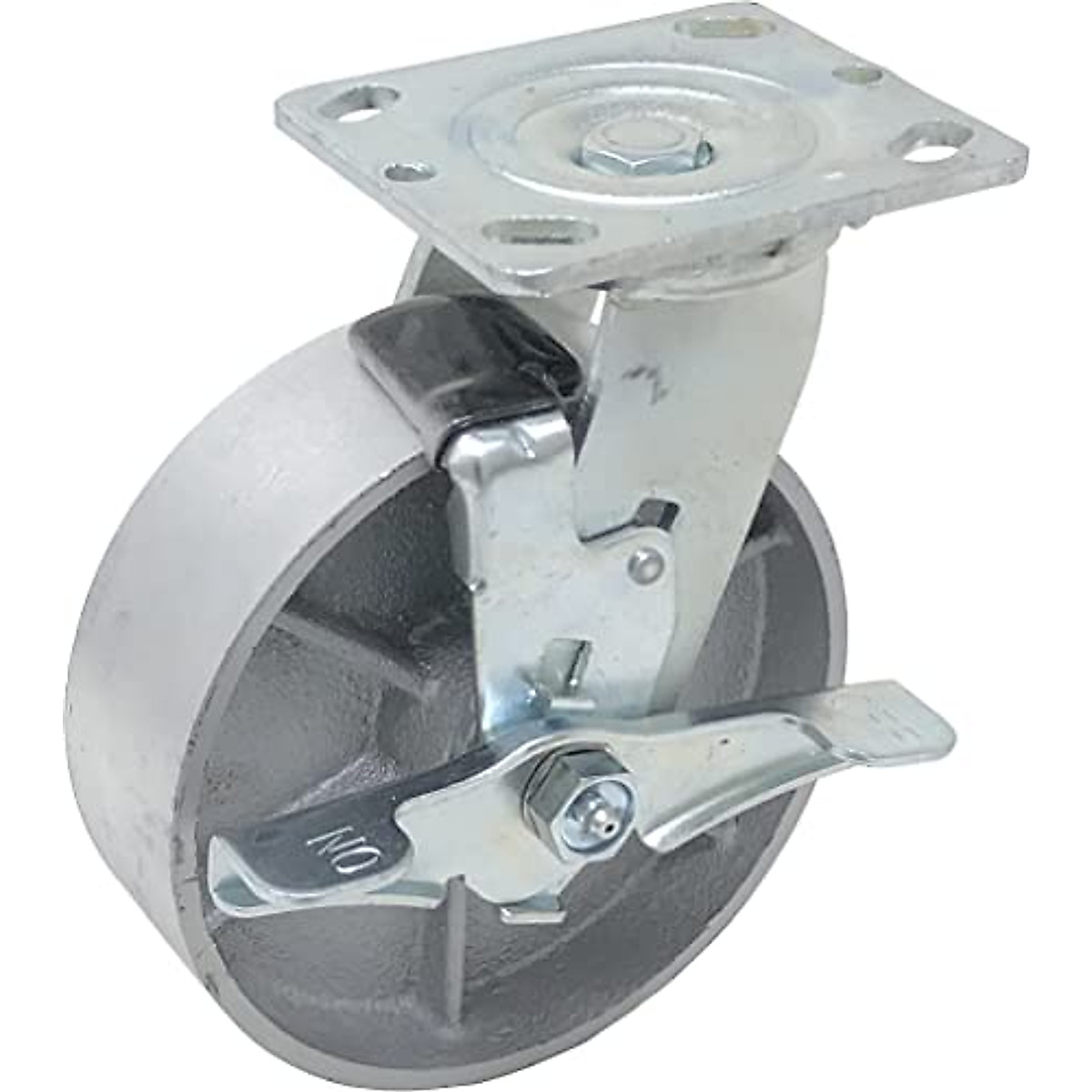 IconCasterWheels 6" x 2" Steel Heavy Duty Caster, Set of 4 Industrial Casters | 2 Swivel Top Lock Brake Caster & 2 Rigid Top Plate Caster | Top Plate 4 x 4.5", Load Capacity 4,800 lbs per Set (4-Pack)