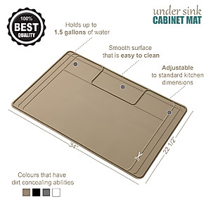 The Original Under Sink Mat - Silicone Waterproof mat, Adjustable, Easy to Clean, Kitchen cabinet liner, Disifenction Surface - 34" x 22" or smaller