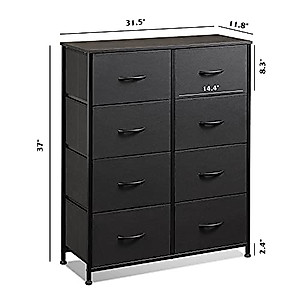 WLIVE 5-Drawer Dresser and 8-Drawer Dresser Set, Fabric Storage Tower for Bedroom, Hallway, Nursery, Closets, Tall Chest Organizer Unit with Textured Print Fabric Bins, Steel Frame, Wood Top, Easy Pul