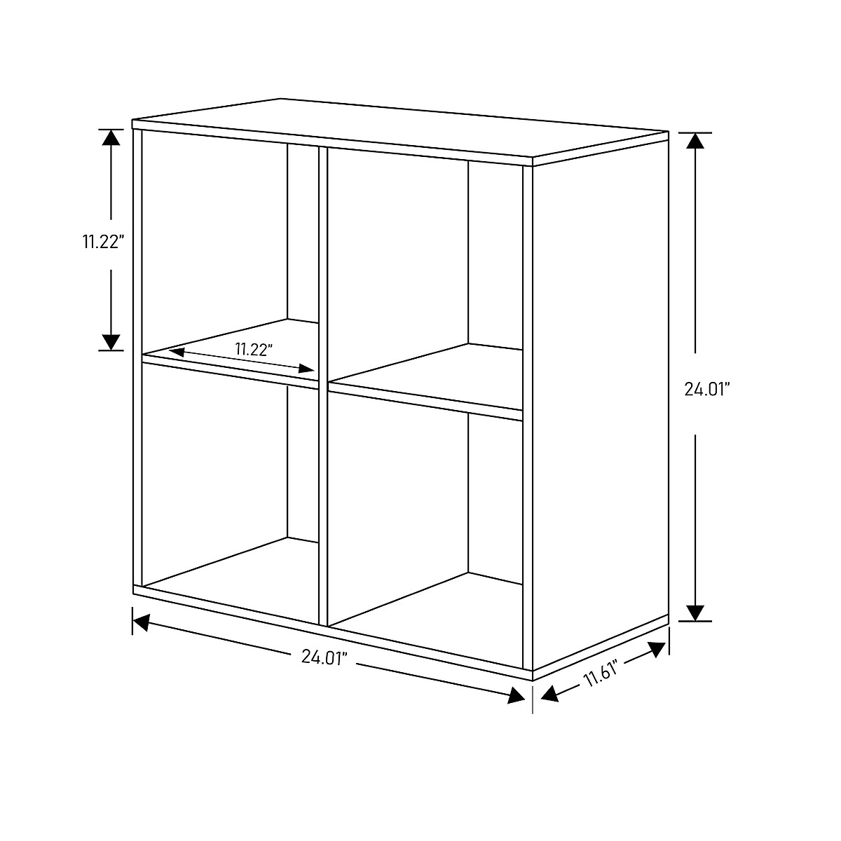PACHIRA E-Commerce Wooden Storage Bookshelf, 4 Cube Unit Shelf, Closet Cabinet, DVD Rack File Organizer Bookcase Rack, Each Cube 11 Inch, Oak Grey