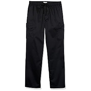 Amazon Essentials Men's Elastic Drawstring Waist Scrub Pant, Black, Medium