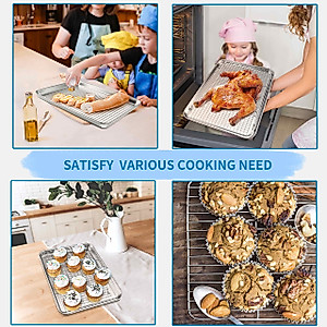 Herogo Baking Pan Sheet with Cooling Rack Set for Oven, 18 x 13 x 1 Inch, Stainless Steel Fluted Bakeware Cookie Sheet Tray Non-stick, Dishwasher Safe