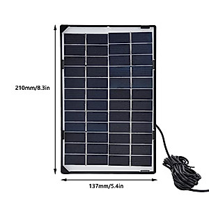 6W 12V Solar Panel Charger, 137x210mm/5.4x8.3in Polysilicon Tablet Generator DC5521 Output Lightweight Low Light Efficiency Convenient for Emergency Lights