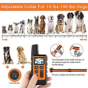 HKZOOI Dog Training Collar, Waterproof Shock Collars for Dog with Remote Range 1640 ft, 3 Training Modes, Beep, Vibration and Shock, Electric Dog Collar for Small Medium Large Dogs