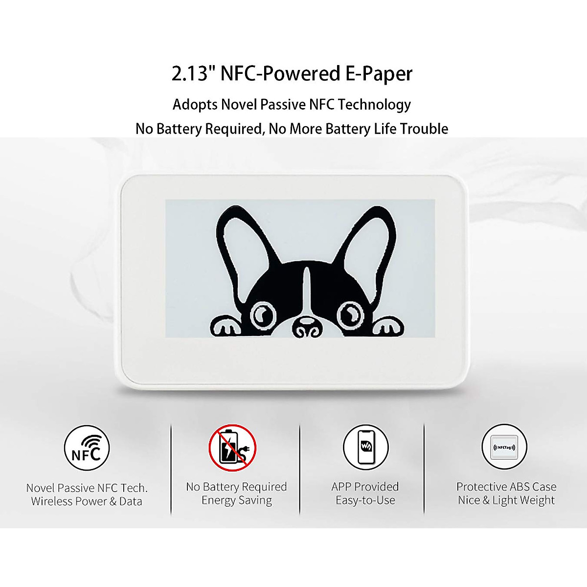 waveshare 2.13 inch Passive NFC-Powered e-Paper,250×122 Pixel, No Battery Required No Messy Wiring Novel Passive NFC Tech Wireless Powering & Data Transfer APP Provided