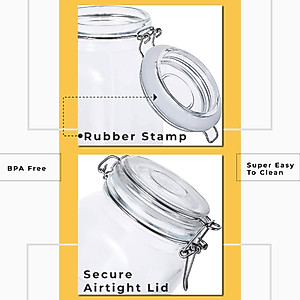 Xabono 4 Pack Wide Mouth Glass Jars with Airtight Lid 32 oz Storage Containers Lids Clear Jar Leak Proof Food Kitchen Cereal Pasta (WMGJAL1)