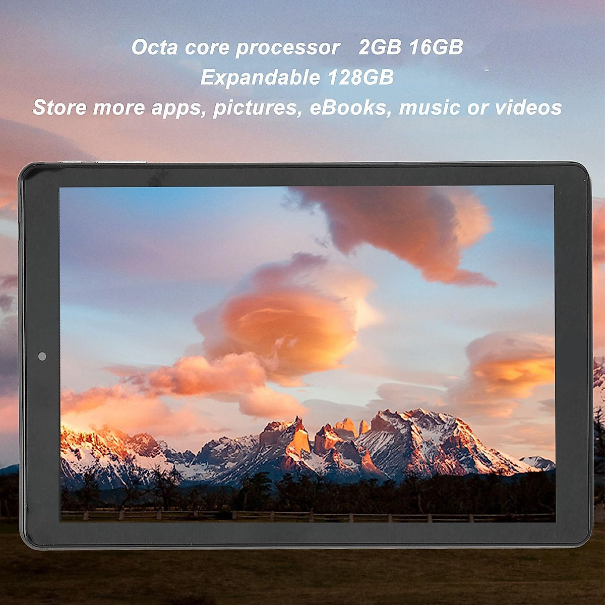 10.1 Inch Tablet, Tablet PC Front 2MP Rear 8MP US Plug 110-240V for Android 8.1 for Watching (Black)