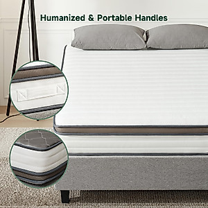 Z-hom Queen Mattress Bed in a Box, 10 Inch Cooling Memory Foam Spring Mattress Queen Size, Hybrid Innerspring Mattress Queen, Medium Soft Queen Mattresses for Silent Sleep, White