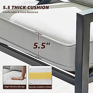 NATURAL EXPRESSIONS Outdoor Patio Furniture 4 Pieces Set, Modern Patio Conversation Sets, Outdoor Sectional Metal Sofa with 5.5 Inch Cushion and Coffee Table for Balcony, Garden