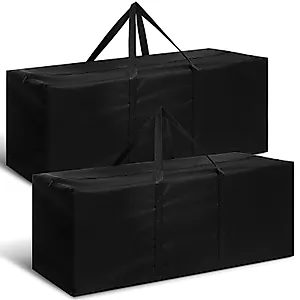 2 Pcs Large Sports Duffel Bag for Travel Camping Sports Equipment Storage Waterproof Foldable Long Luggage Storage Bag for Camping, Tent, Tripod, Gym, Fishing, Black(47 Inch)