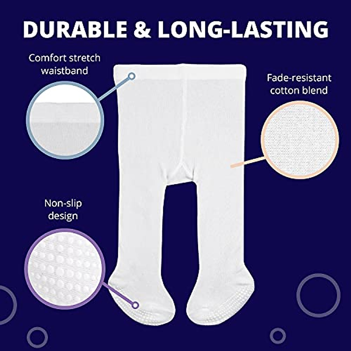 LA ACTIVE Baby Girl Tights Warm Cotton Leggings Tights, Non-Skid Seamless Cable Knit Stockings for 0 Months-3 Months Infant Toddler, Pink & White & Black-3 Pairs