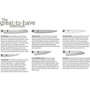 Shun Sora 6 Piece Block Set, Includes 8" Chef's Knife, 3.5" Paring Knife, 6" Utility Knife & More, Handcrafted Japanese Knife Set, VG10 Steel Edges and 420J Stainless Steel Blades, Balanced Handles