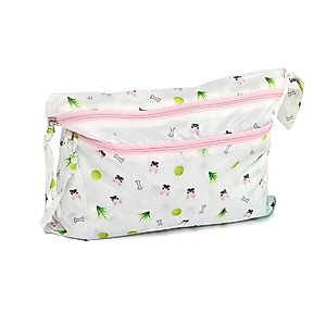 melii Waterproof Wet & Dry Bag with Handle, for Wet Bathing Suits, Diapers and Potty Training and Dishes, 14x11 (Bulldog)