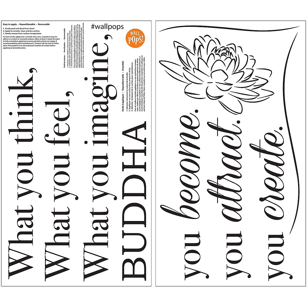 Wall Pops WallPops DWPQ3535 Become What You Think Wall Quote, Black