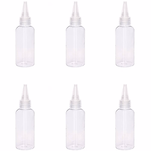 lasenersm 6 Pieces Plastic Squeeze Bottles 2oz Small Squeeze Bottles Plastic Bottles Applicator Mini Empty Squirt Bottle with Top Cap for Paint Art Craft Liquids Lotion Glue, Transparent