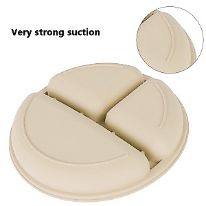 HOTBEST Set of 6 Baby Feeding Set, Silicone Baby Tableware Set, Food Grade Infant Dinnerware Set, BPA Free Baby Led Weaning Supplies, Non-Slip Self Feeding Utensils for Toddlers Infant Kids (Beige)