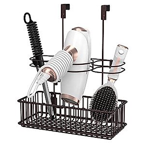 ULG Hair Dryer Holder, Hair Tools Organizer, 3 Adjustable Heights, Hair Care & Styling Tool Holder for Bathroom, Over Cabinet, Wall-Mounted, for Hair Dryer, Curling Wand, Hair Straightener, Bronze