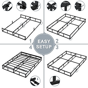 SHLAND Queen Box Spring 7 Inch Low Profile Box Spring Queen Size Bed Base, 3000 lbs Black Heavy Duty Metal Mattress Foundation with Easy Clean Fabric Cover,Easy Assembly
