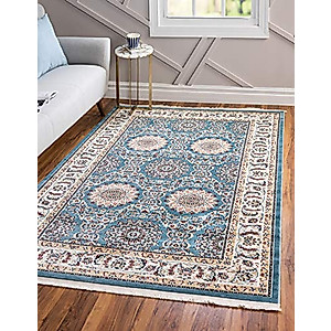 Unique Loom Narenj Collection Classic Traditional Textured Pattern Design Area Rug, 8' x 10' Rectangle, Blue/Beige