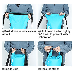 ROCK CLOUD Dry Bag Waterproof 20L Dry Sack for Kayaking Rafting Boating Beach Surfing Swimming Canoe Camping Hiking Fishing Ski, Lake Blue