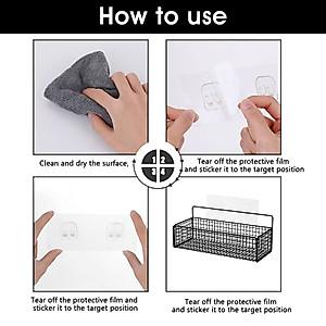 Prasacco 8 Pcs Adhesive Hooks Strong Shower Shelf Hooks Double Claw Wall Hooks Sticker Hooks for Shower Caddy Basket Kitchen Bathroom