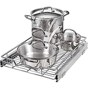 Hold N’ Storage Pull Out Cabinet Drawer Organizer, Heavy Duty-with 5 Year Limited Warranty- Slide Out Shelves, -14”W x 21”D - Requires At Least a 15-1/4” Cabinet Opening, Steel Metal, Chrome Finish