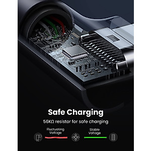 UGREEN USB A to USB C Cable, Right Angle USB C Cable 2 Pack Nylon Braided Fast Charging Cable Compatible for Samsung S22 Note20 Z Flip Z Fold, iPad Mini 6 Air 5,PS5, Switch, etc. 3.3FT+6.6FT