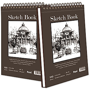 9" x 12" Sketch Book, Top Spiral Bound Sketch Pad, 2 Packs 100-Sheets Each (68lb/100gsm), Acid Free Art Sketchbook Artistic Drawing Painting Writing Paper for Kids Adults Beginners Artists