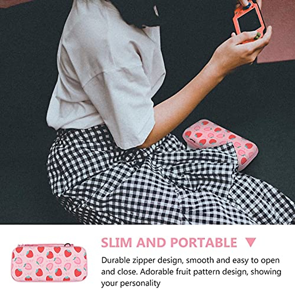 SOLUSTRE Carry Case for Switch Lite Console Fruit Design Cross- body Bag Joystick Portable Cover Cases Game Console Bag Crossbody Handbag for Switch Lite Red