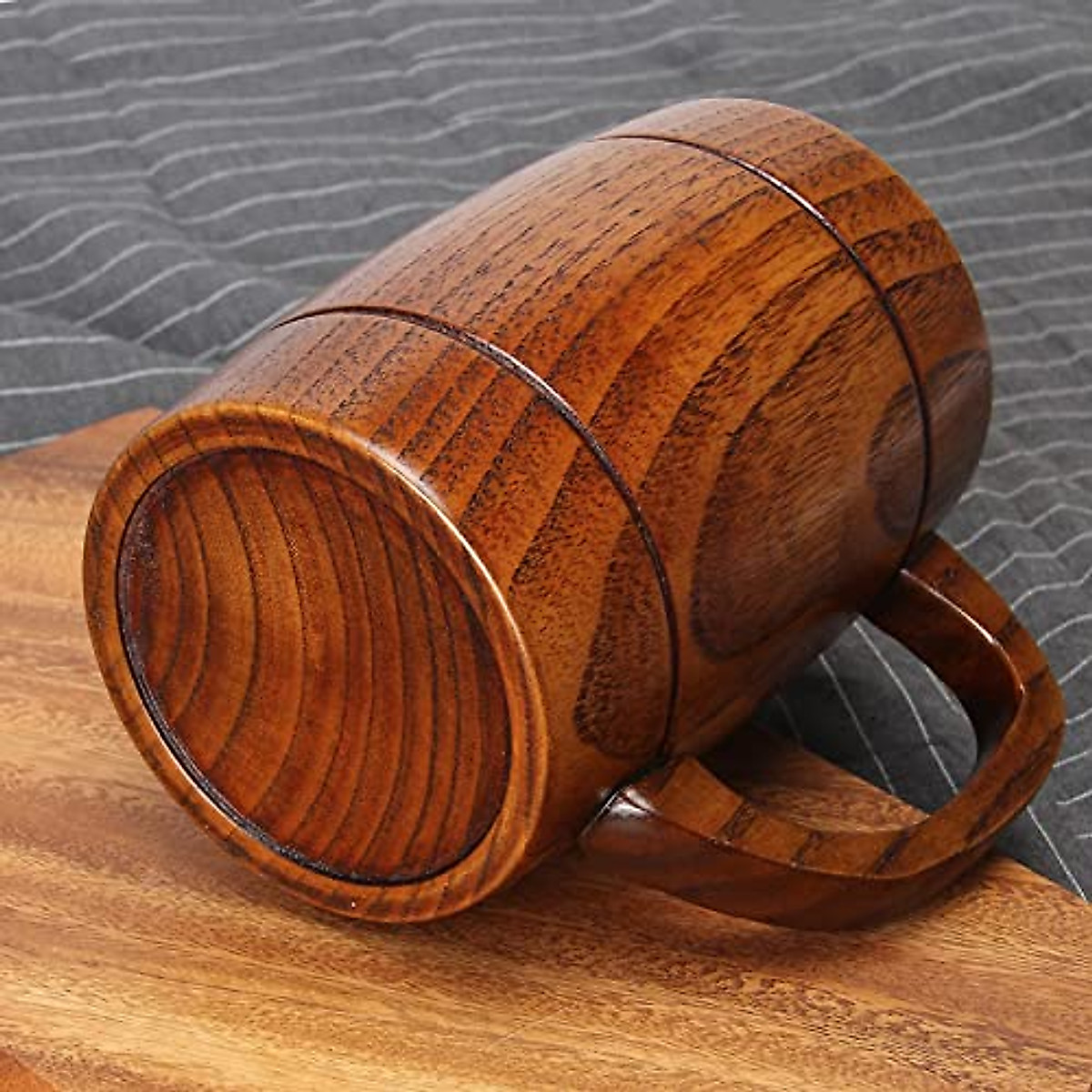 Wooden Beer Mug Best Wood Drinking Cup Viking Mug Wooden Tankard Beer Glass Stein Tea Cup Barrel Mug for Men Women Coffee Mug Gift
