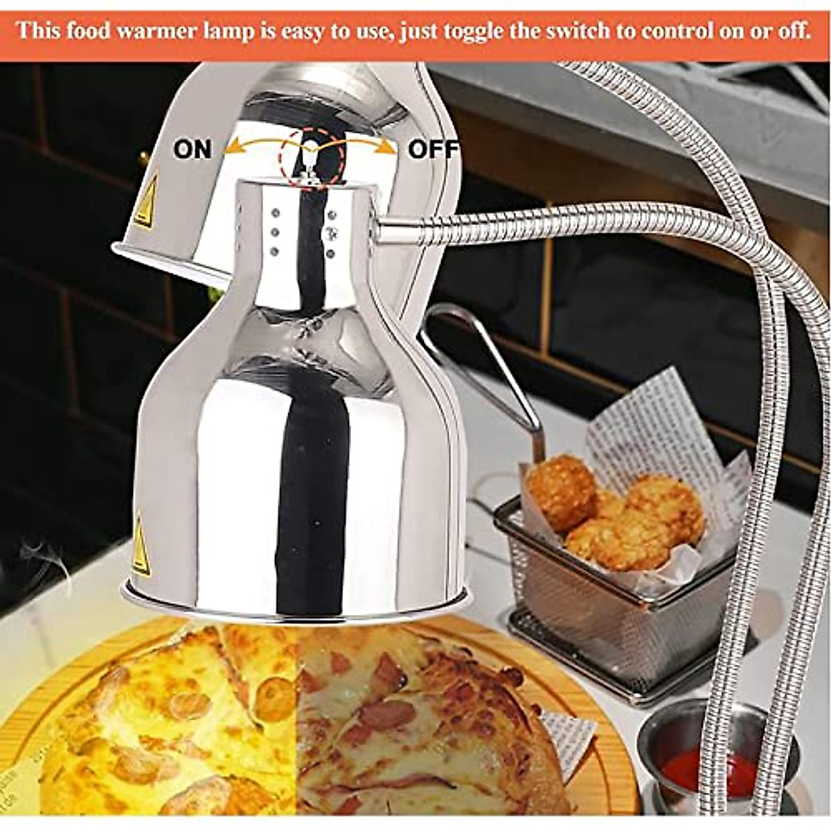 QQXX 360°Rotation Double Bulbs Food Warmer Lamp,Metal Double Bulbs Buffet Display Heating Preservation E27 Food Heat Lamp,Portable Food Lamps Commercial Fries Fried Food Heating lamp(220-250V)