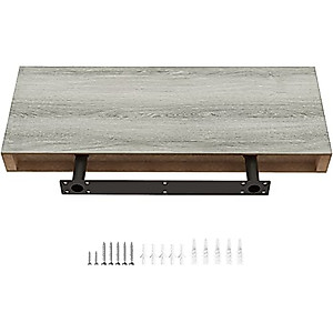 Ballucci Floating Shelves Set Extra Wide, 2-Pack 16" L Wood Wall Mounted Ledges with Invisible Brackets for Living Room, Bedroom, Bathroom, Kitchen, Nursery, 8" Deep - Gray Oak