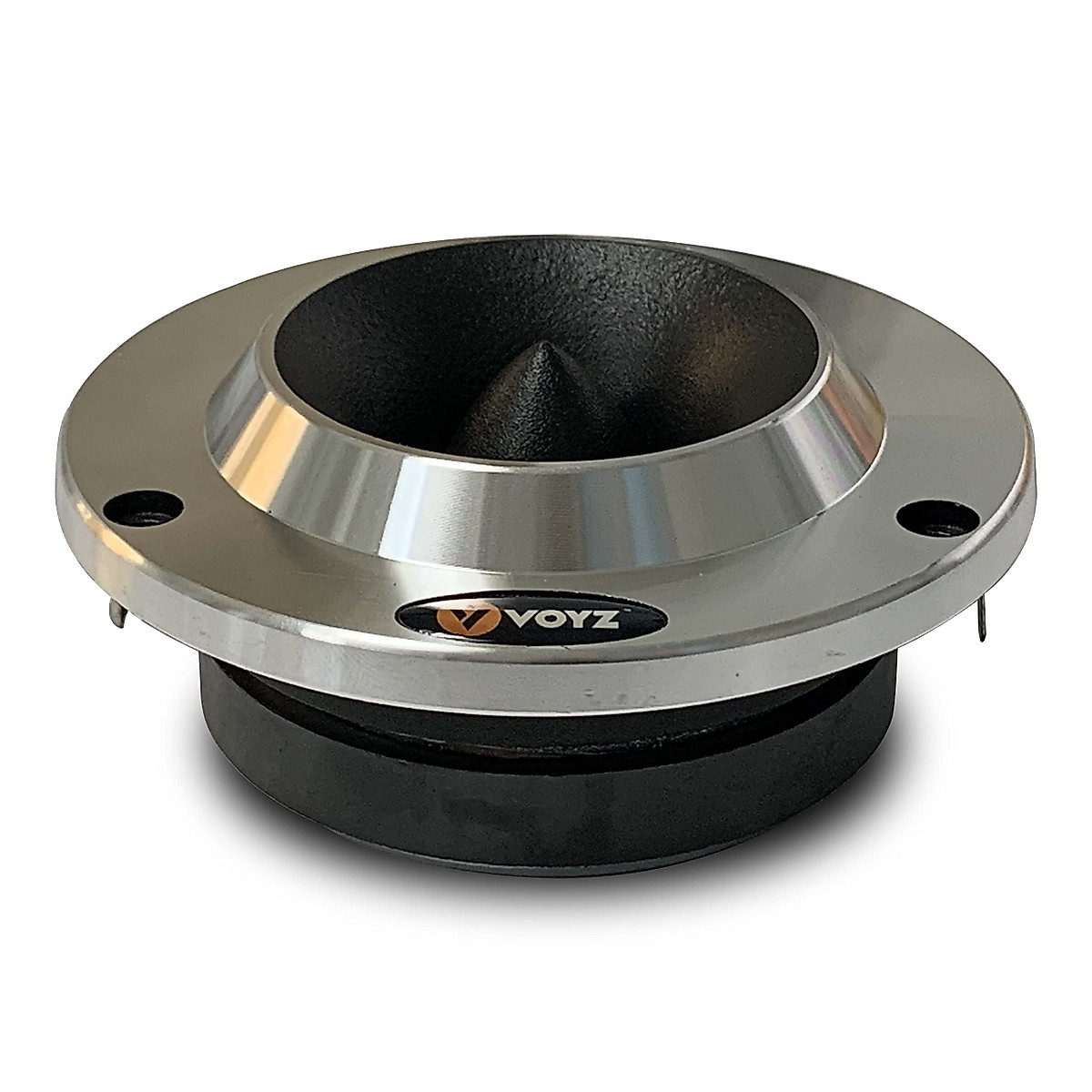 VOYZ 400 Watt Super Tweeter 2KHz - 20KHz - 1” Super Horn Heavy Duty Bullet Tweeter Titanium Diaphragm 4 ohms Chrome Finish with Crossover Capacitor (1 Pair)