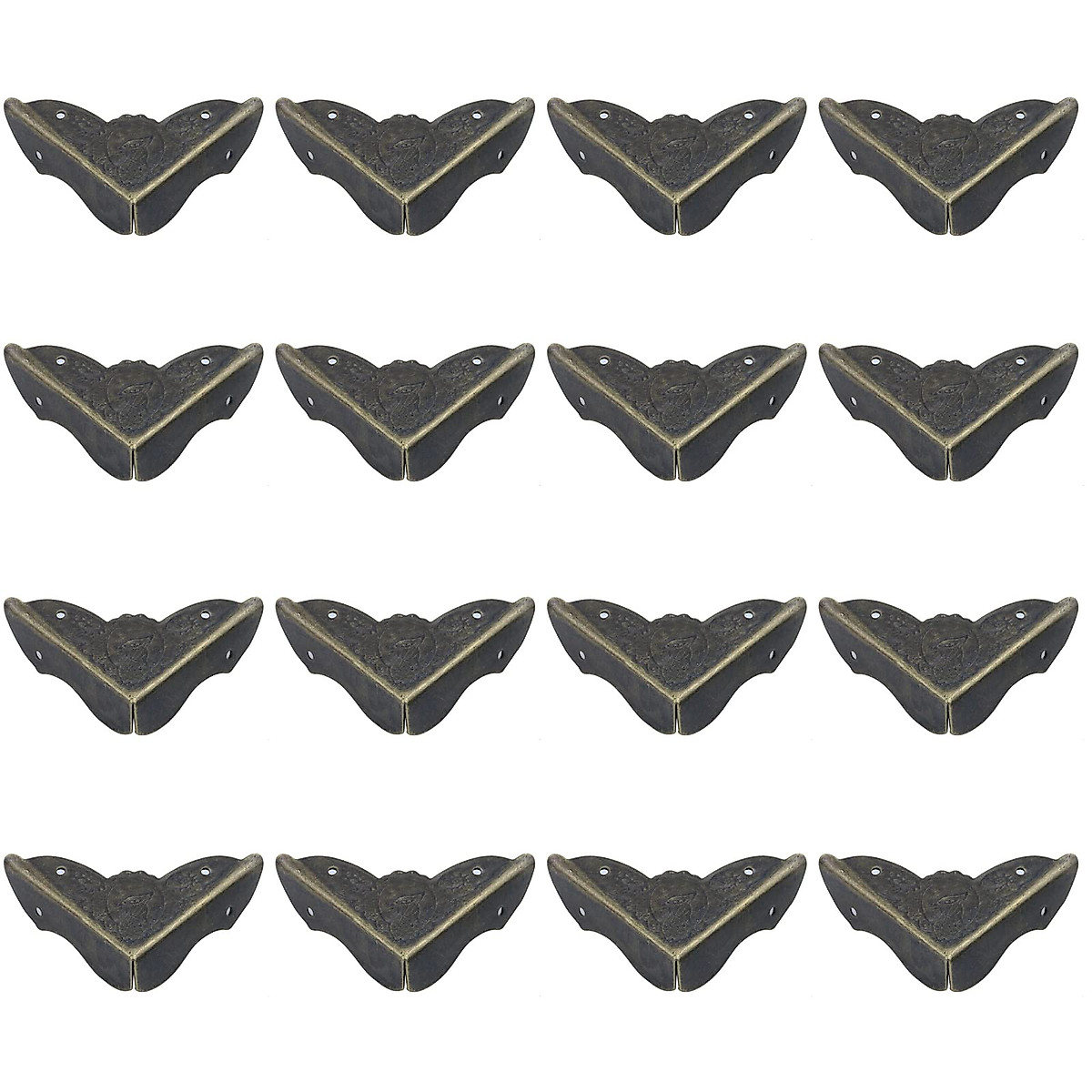 Antrader Corner Protector Metal Box Edge Safety Guard with Screws, Bronze Tone, 1.7" x 1.7" x 0.5", Pack of 16