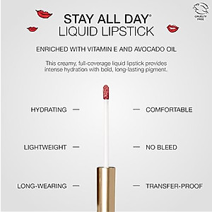 Stila Stay All Day Liquid Lipstick, Matte Long-Lasting Color Wear, No Transfer or Bleed Hydrating & Lightweight with Vitamin E & Avocado Oil for Soft Lips Palermo, .10 Fl. Oz