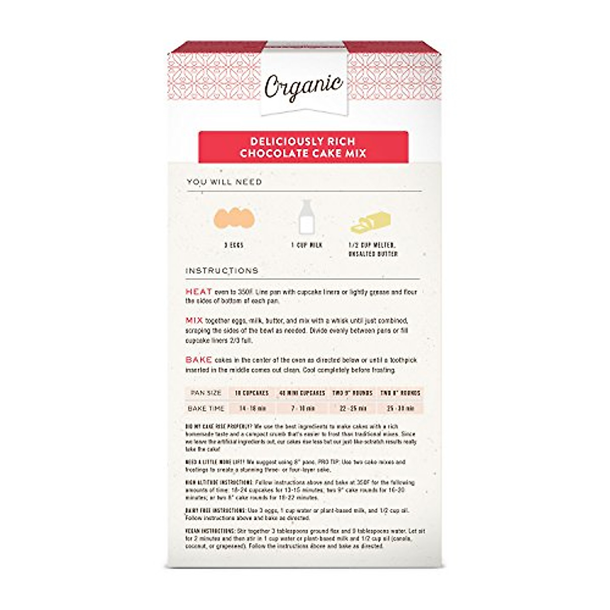 Miss Jones Baking Organic Cake and Cupcake Mix, Non-GMO, Vegan-Friendly, Moist and Fluffy: Chocolate (Pack of 1)