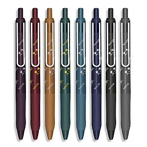 COLNK Colored Gel Pens with Retro Ink Retractable, Premium Vintage Pens for Coloring, Smooth Fine Planner Writing Pens 0.5mm, Assorted Colors, Pack of 8pcs