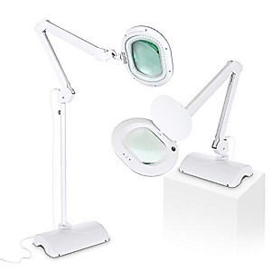 Brightech LightView Pro 2 in 1 Magnifying Floor Lamp & Table Lamp - Hands Free Magnifier with Bright LED Light for Reading - Work Light with Flexible Gooseneck - Standing Mag Lamp