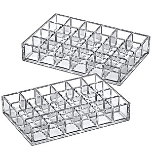 Amazing Abby - Allure - 2-Pack 24-Slot Acrylic Lipstick Organizer, Lipstick Holder, Lip Gloss Organizer, Cosmetic Storage Display, Perfect Storage Solution for Drawer, Vanity, Bathroom, and More