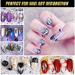 Gold Foil Flakes for Resin, 6 Bottles Gilding Flakes Metallic Foil Flakes with Tweezers for Nails,Painting,Crafts,Slime (Gold,Silver,Copper,Red,Blue,Purple Colors)