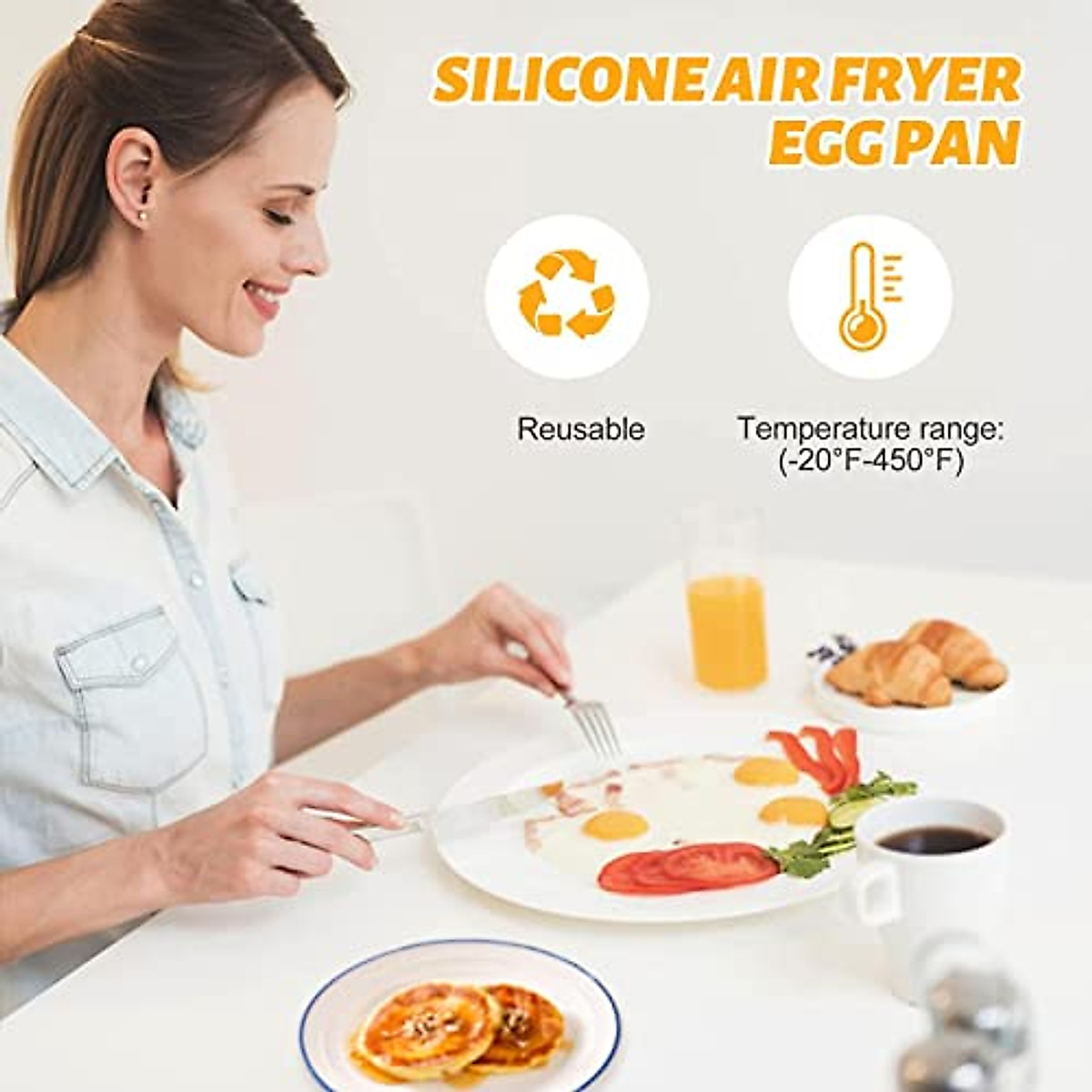 Forsaken Air Fryer Egg Mould Air Fryer Egg Pan 3 Cavity Silicone Poached Egg Moulds for Air Fryer Round Muffin Tray Muffin Moulds Air Fryer Muffin Pan Non Stick Easy to Clean Multifunctional