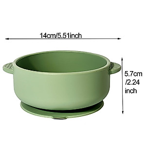 6pcs Baby Weaning Supplies, Silicone Baby Feeding Set, Suction Cup Divider with Suction Cup Adjustable Bib Soft Spoon Fork, Baby Self-Feeder Toddler Dinnerware Cutlery 6pack (Green)